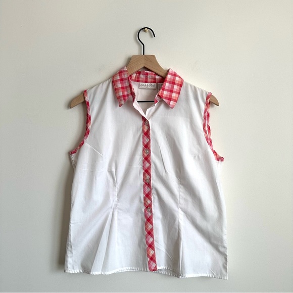 Nick & Sarah | Tops | Nick Sarah Button Up Tank Top White And Red Check ...